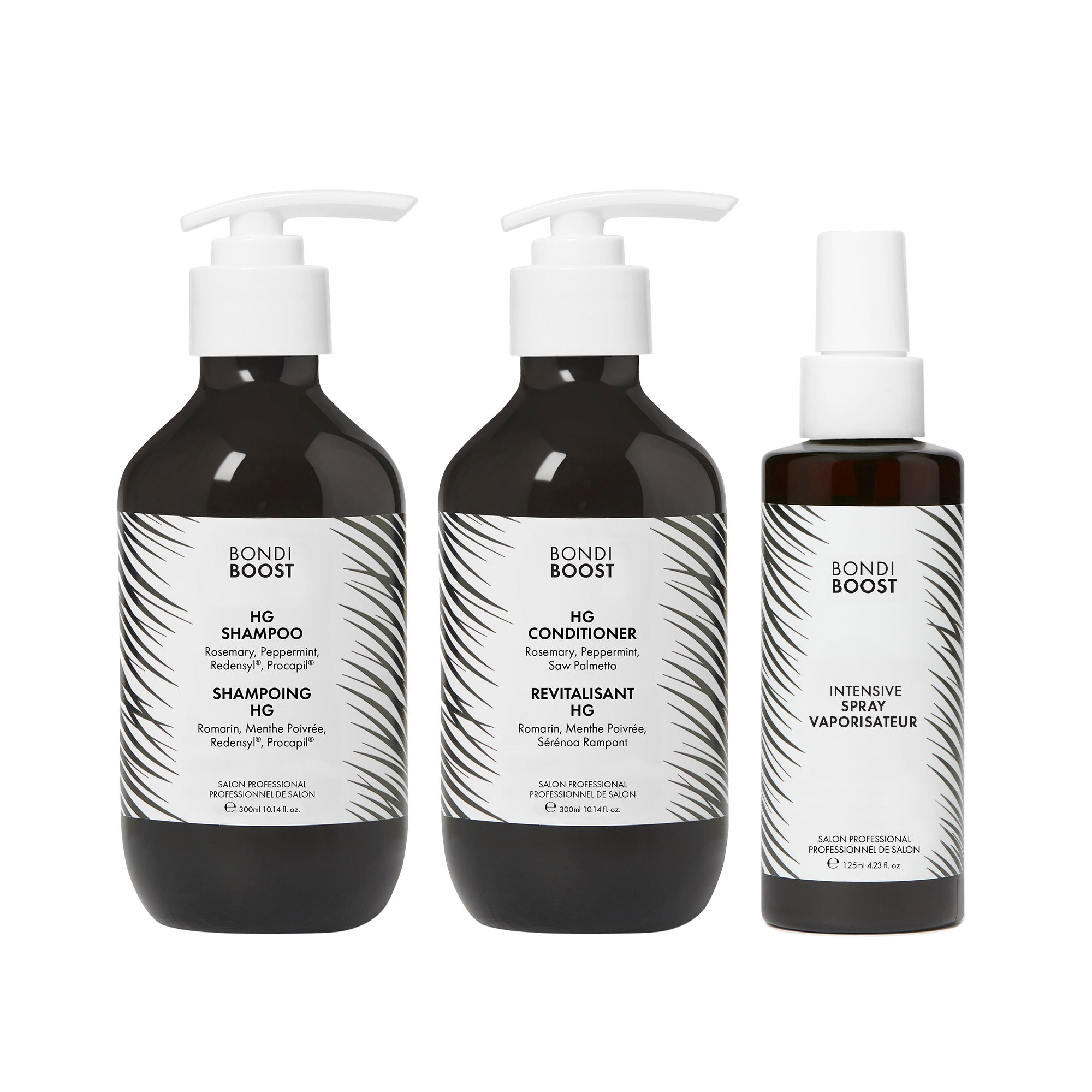 HG Trio - Anti-Hair Loss Shampoo + Conditioner + Spray – BondiBoost.com